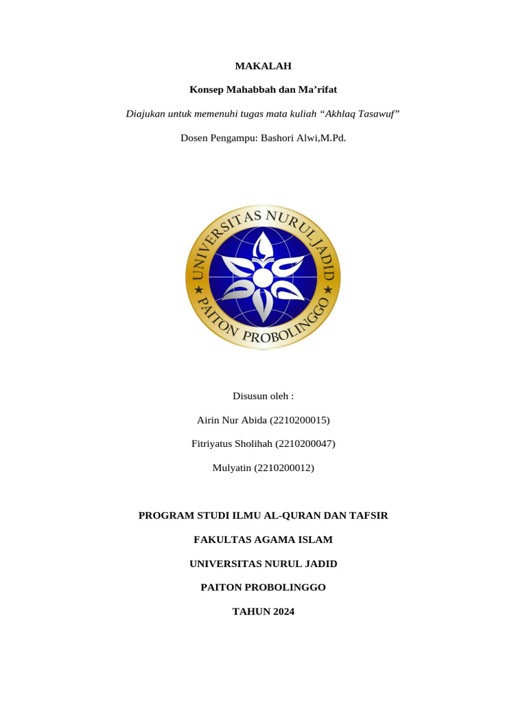 Mahabbah dan Ma'rifah dalam Tasawuf | PDF