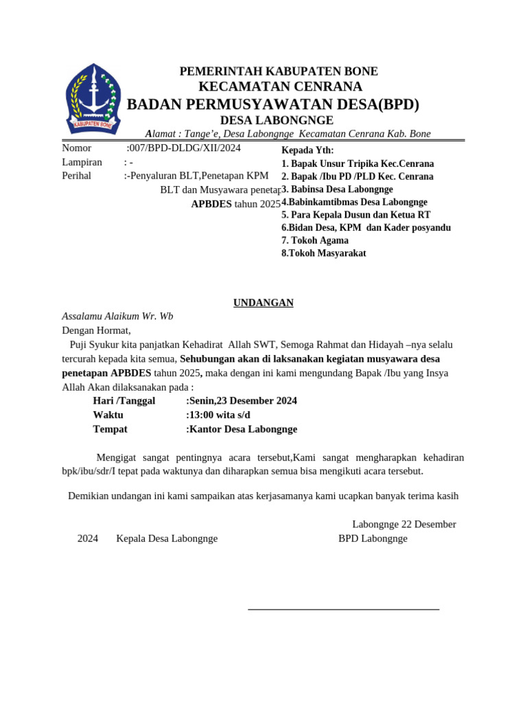 Undangan Rpjmdes 2025 | PDF