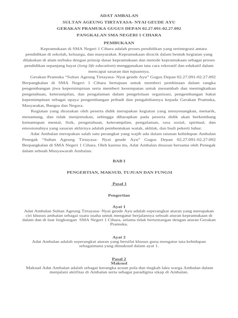 ADAT AMBALAN Pramuka | PDF