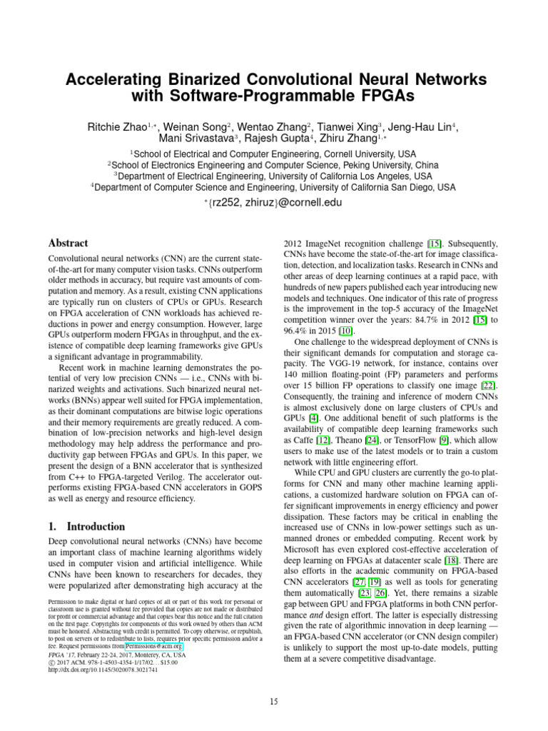 Accelerating Binarized Convolutional 2017 | PDF | Artificial Neural Network | Field Programmable ...