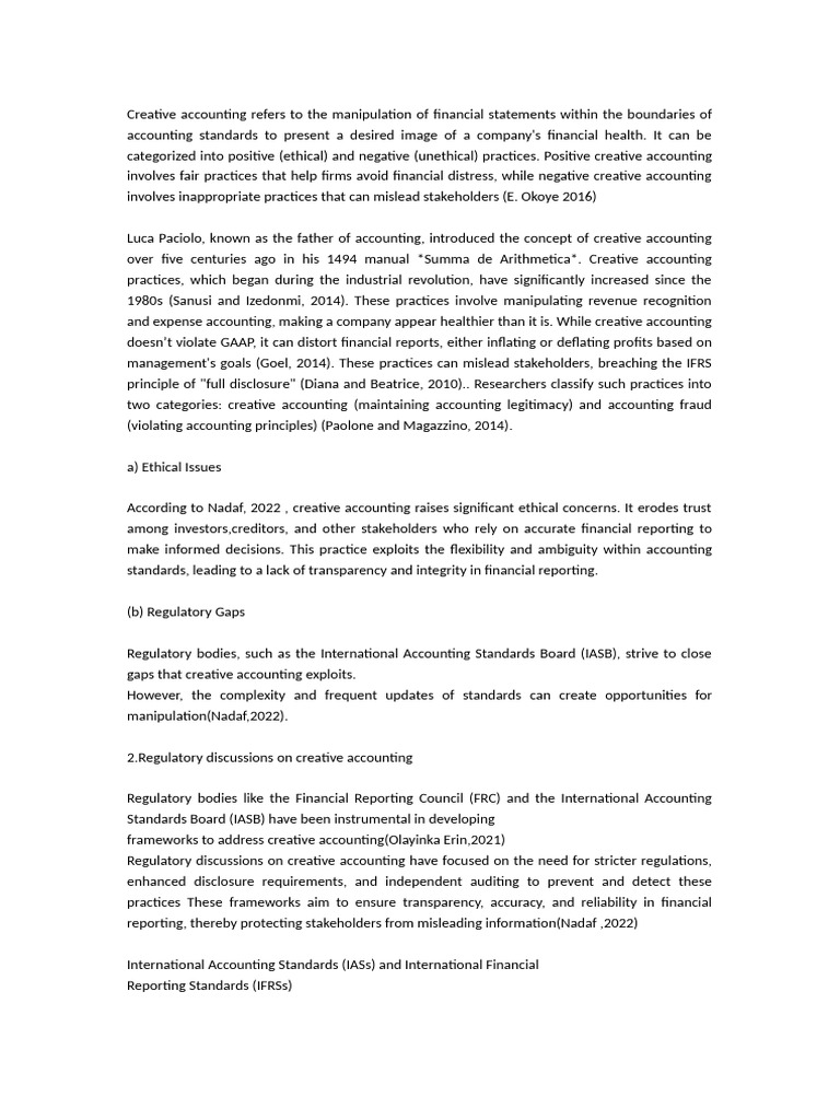 Understanding Creative Accounting Practices | PDF | Accounting ...