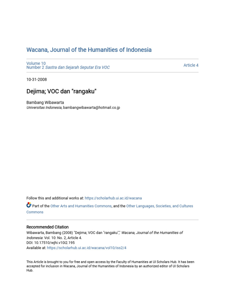 Dejima: VOC dan Pengaruh Rangaku Jepang | PDF
