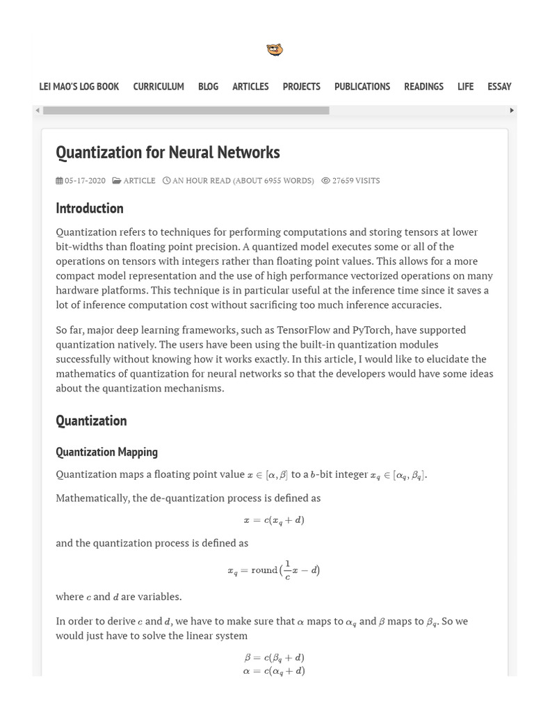 Neural Networks Quantization | PDF | Matrix (Mathematics) | Deep Learning