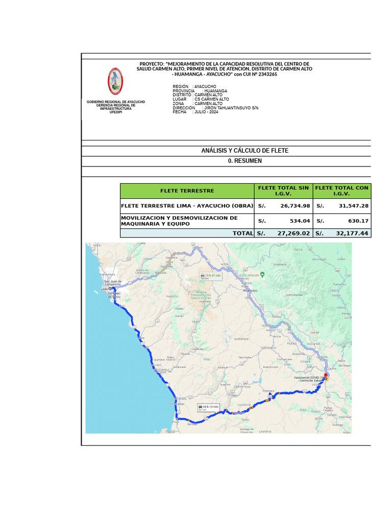 Flete Terrestre Movilizacion Carmen Alto | PDF | Equipo