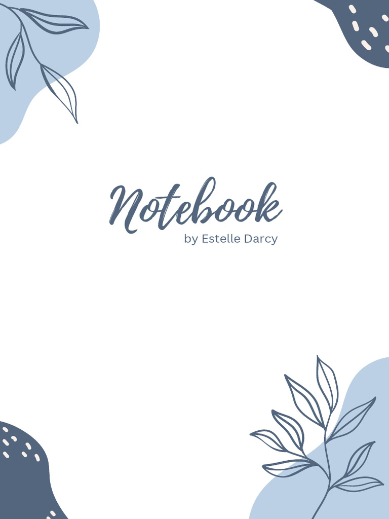 Blue Simple Aesthetic Floral Notebook Cover Page A4_20250112_201219 ...