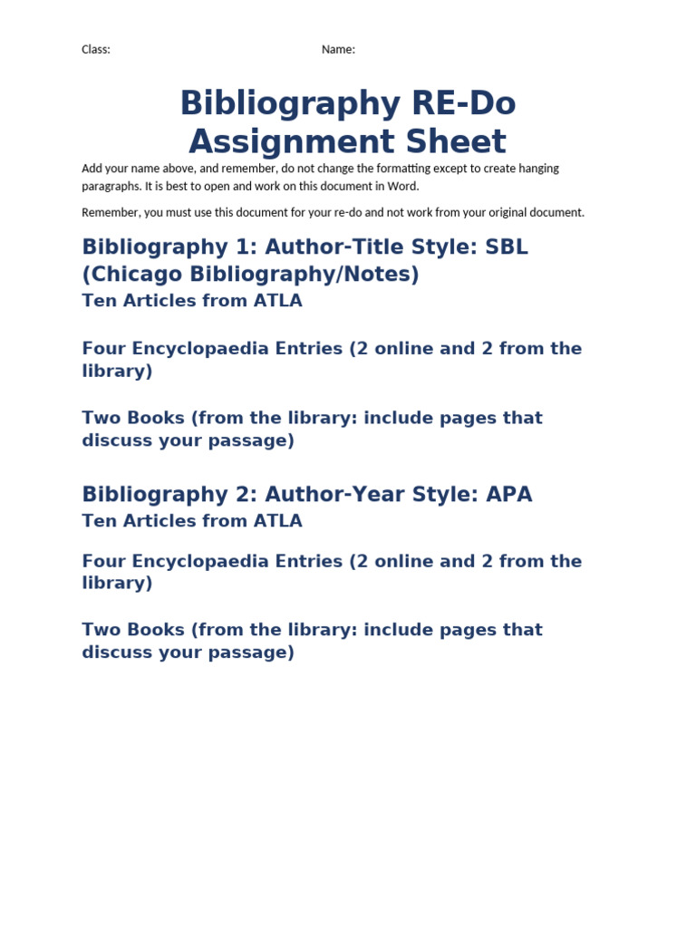 Bibliography Assignment Guidelines | PDF