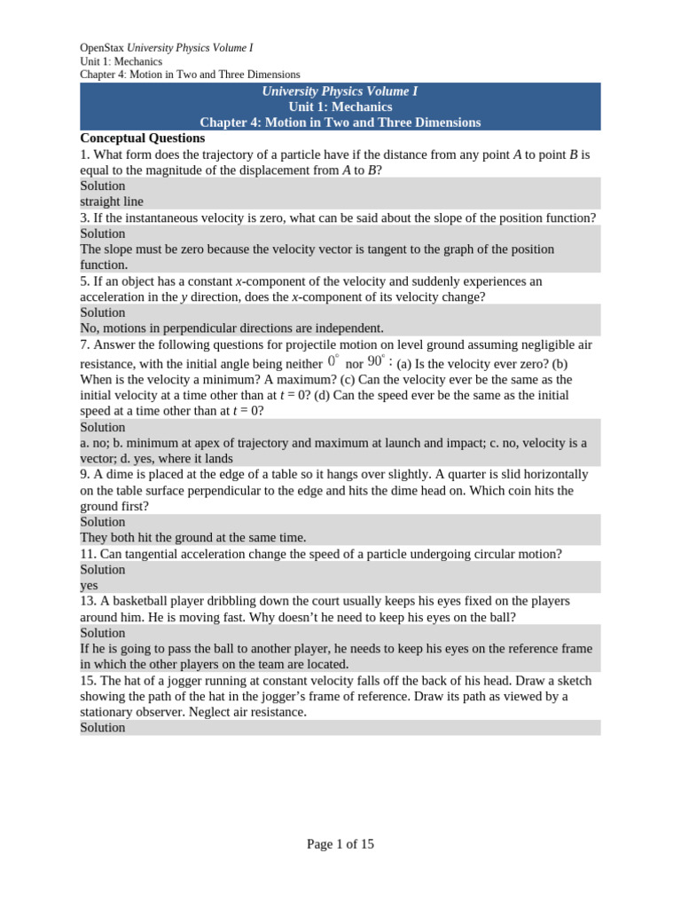 UniversityPhysicsVolume1 Ch04 | PDF | Acceleration | Velocity