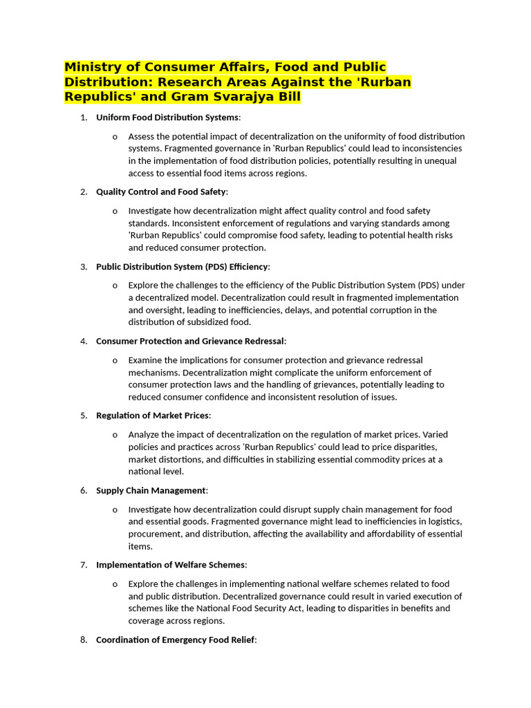 Ministry of Consumer Affairs | PDF | Governance | Economies