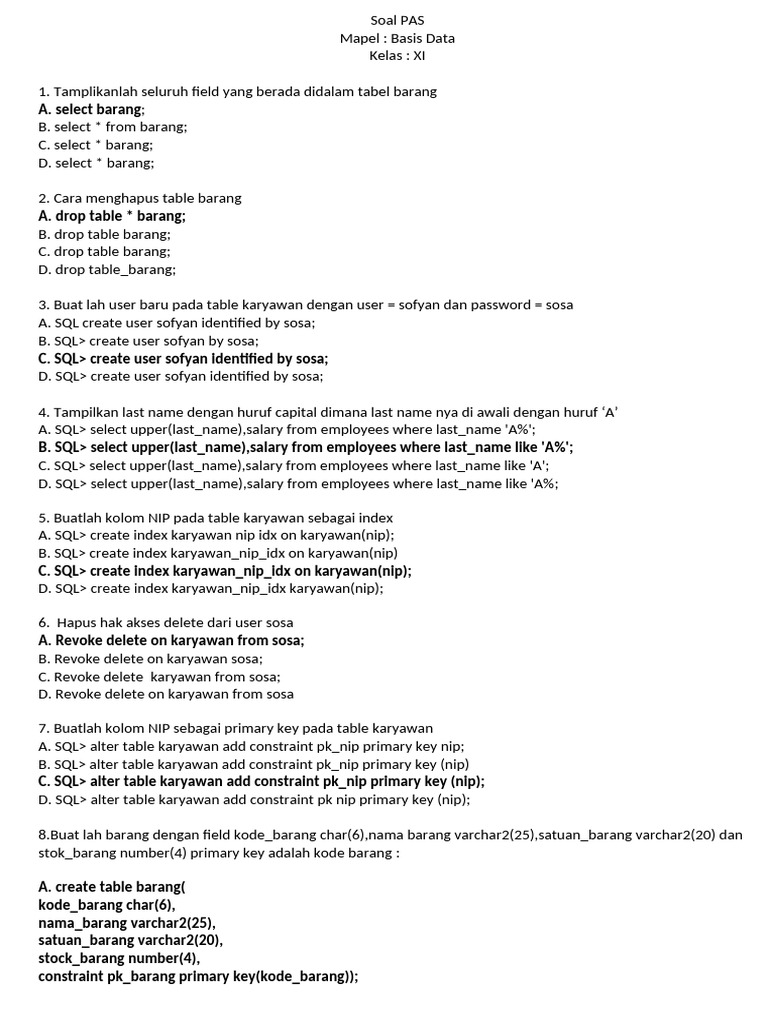 PAS BASIS DATA XI | PDF