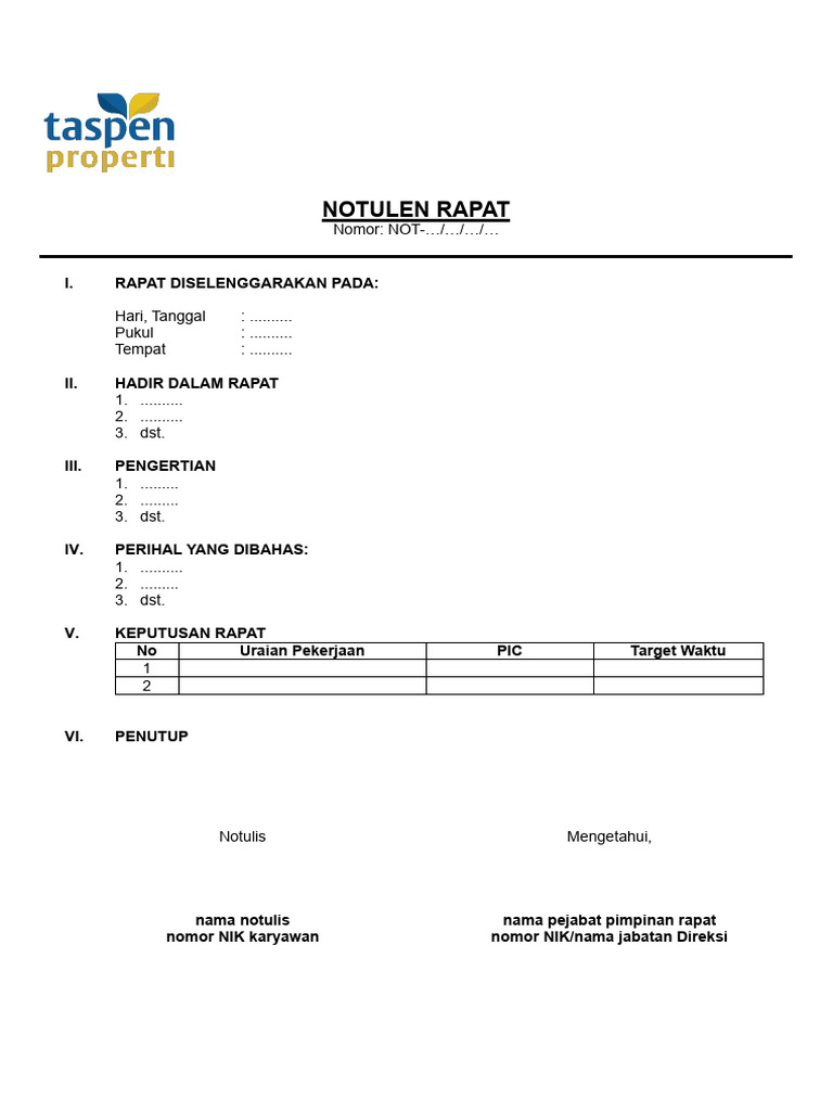 NOTULEN RAPAT | PDF
