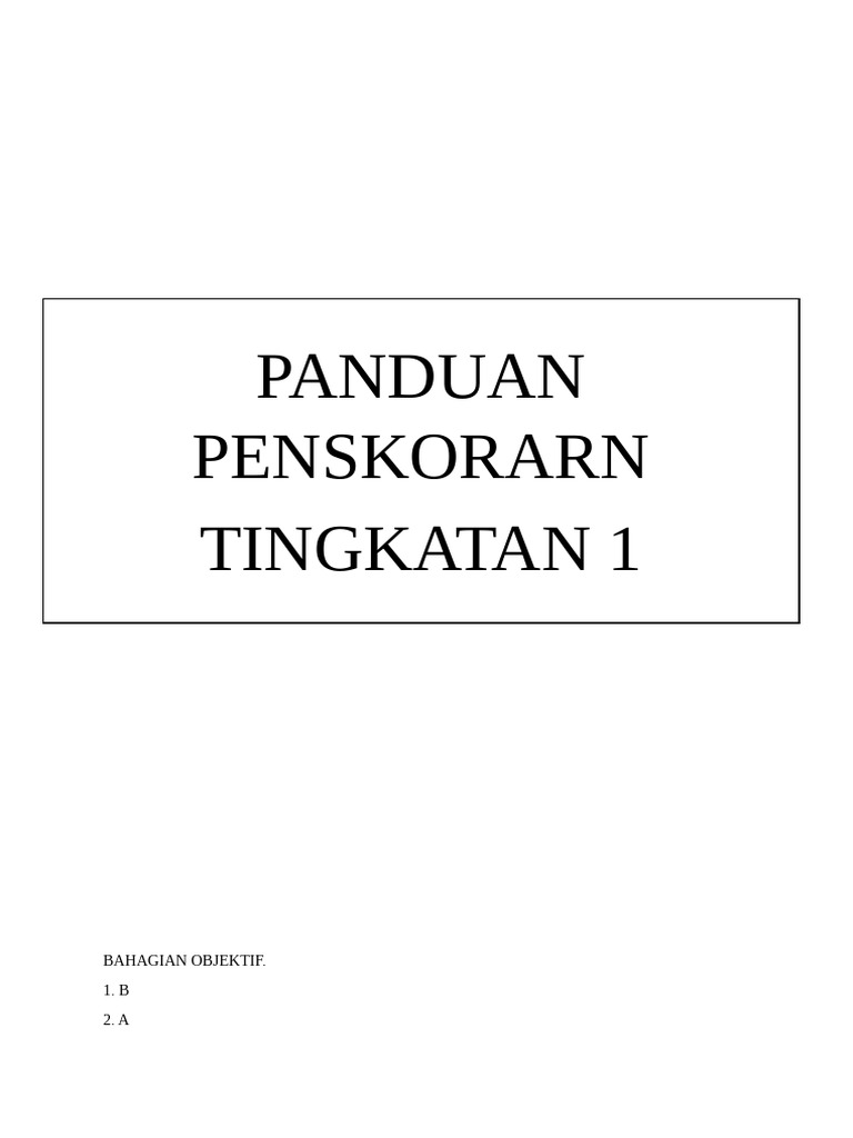 Panduan Penskoran Uasa Tingkatan 1 | PDF