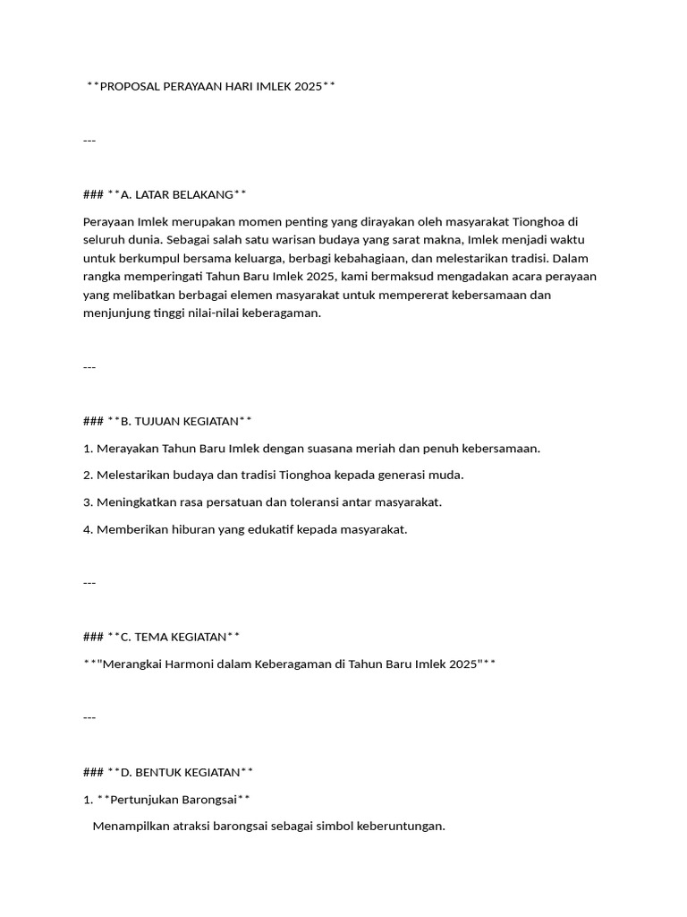 Proposal Peringatan Hari Besar Imlek | PDF