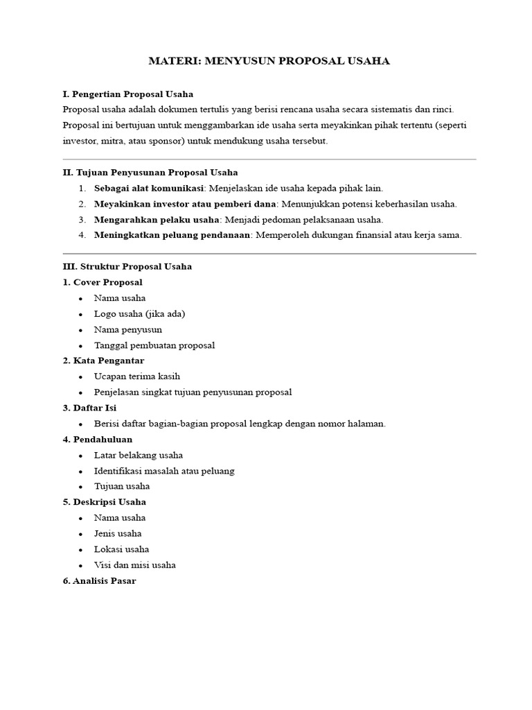 Materi Proposal Usaha | PDF