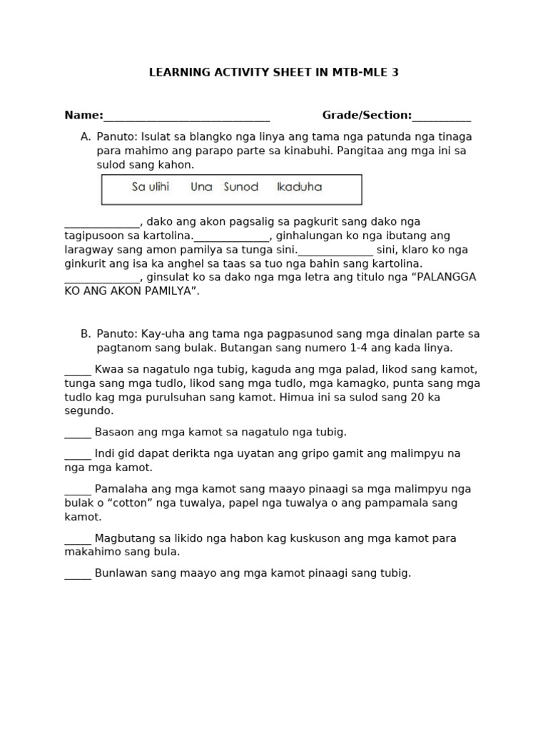 Learning Activity Sheet in MTB | PDF