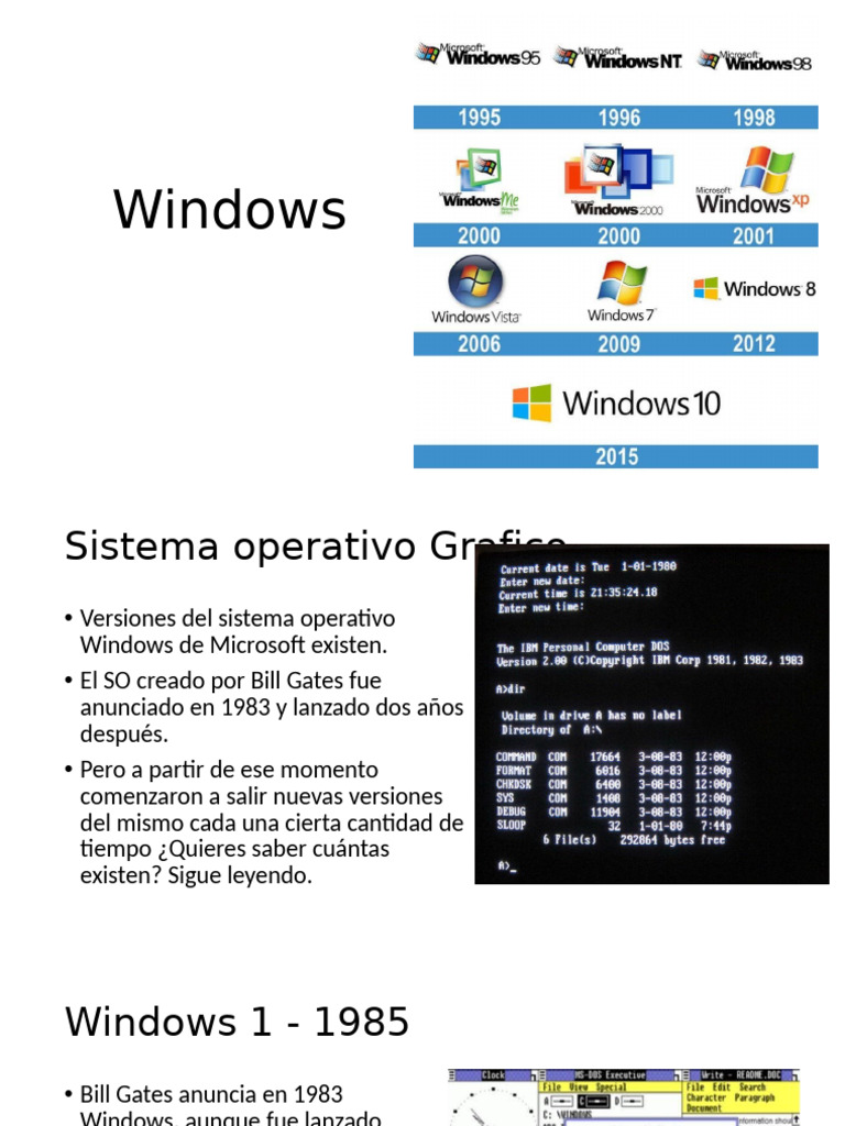 Clases Versiones Window | PDF | Microsoft Windows | Interfaces gráficas de usuario