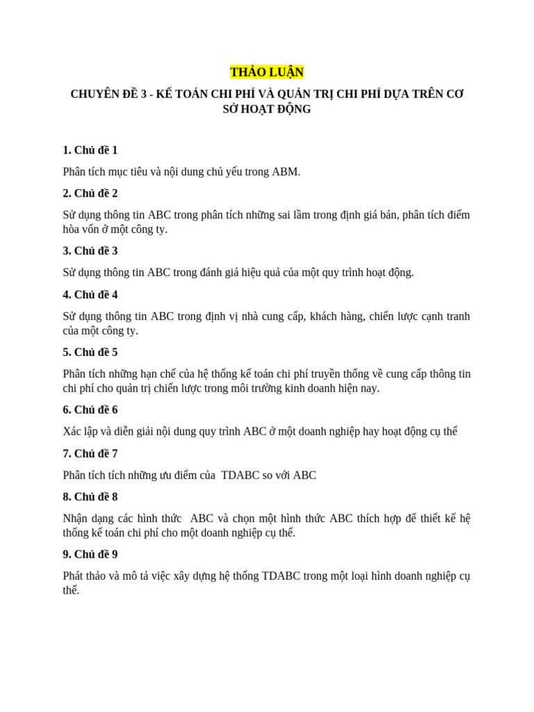 Chuyen de 3 - Thảo luận nhóm | PDF