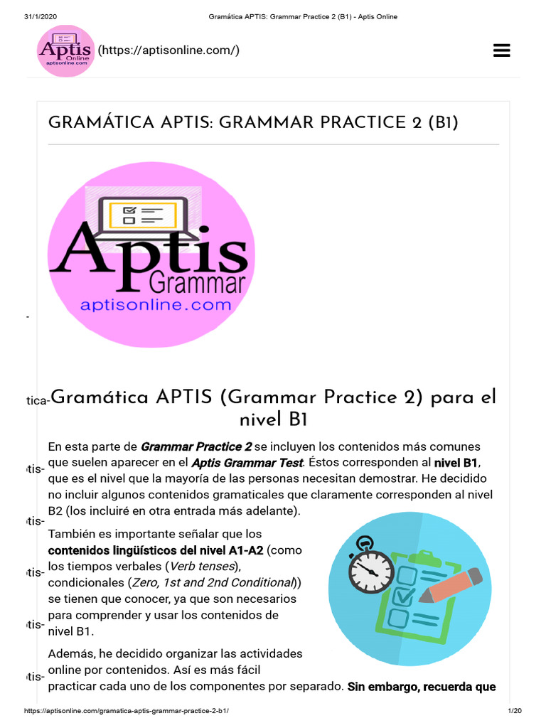 APTIS Grammar Practice 2 | PDF | Grammar | Linguistic Morphology