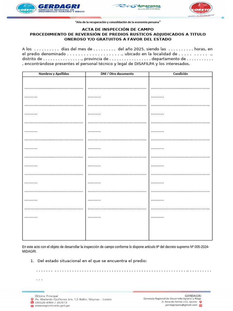 Acta de Inspeccion de Campo-1 | PDF