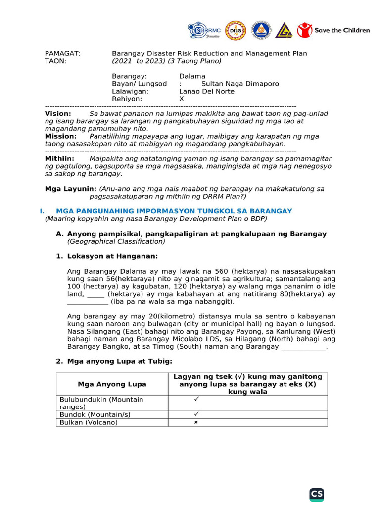 2.1..1 CBDRM Plan Cy-2021-2023 (Dalama) | PDF