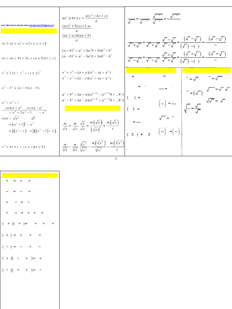 FORMULARIO | PDF | Factorización | Matemática Elemental