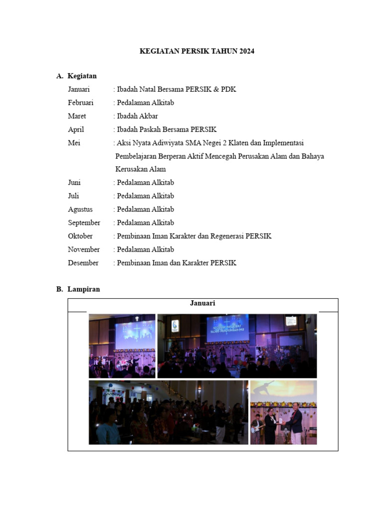 Agenda Kegiatan PERSIK 2024 | PDF