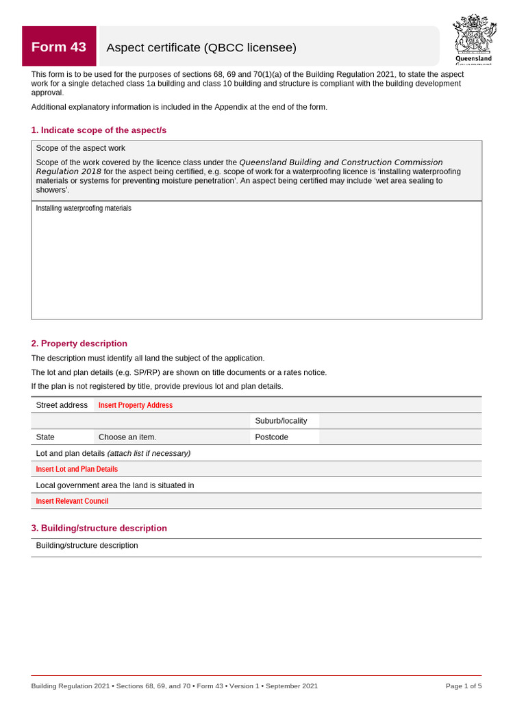 Waterproofing Installation Form 43 | PDF | License
