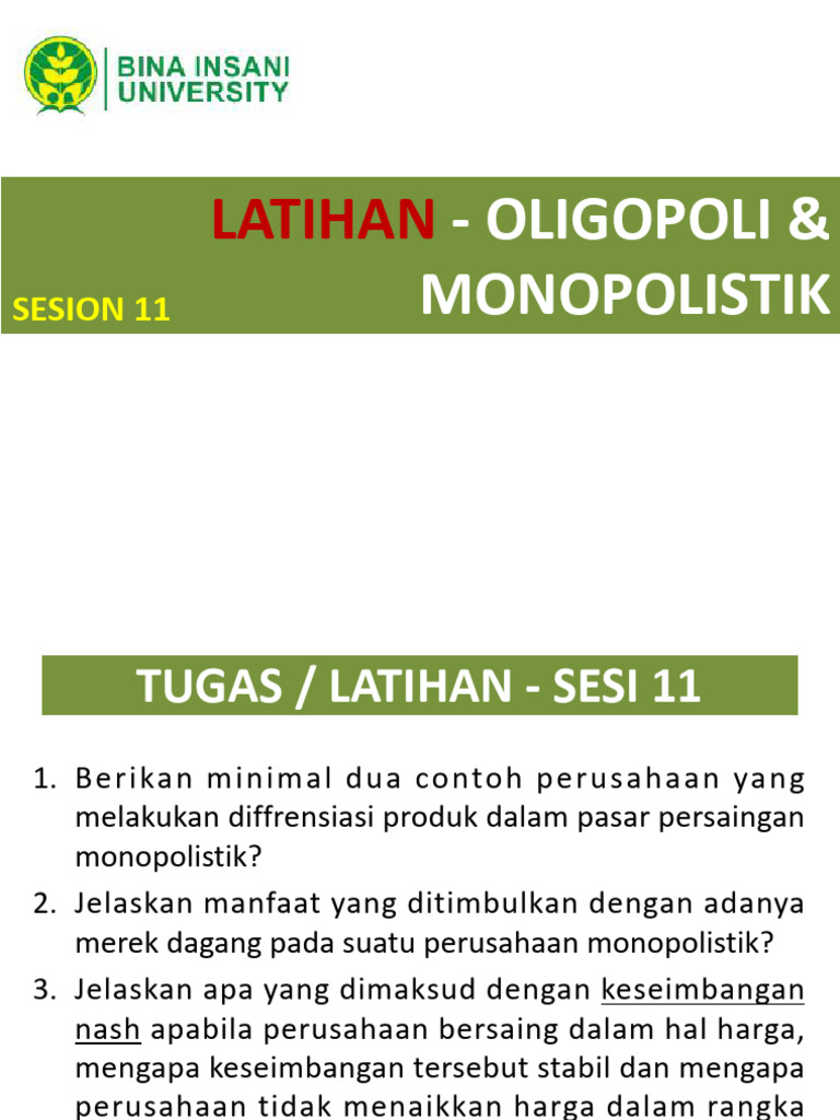 Latihan_Oligopoli_dan_Monopolistik_-_Sesion_11 (1) | PDF