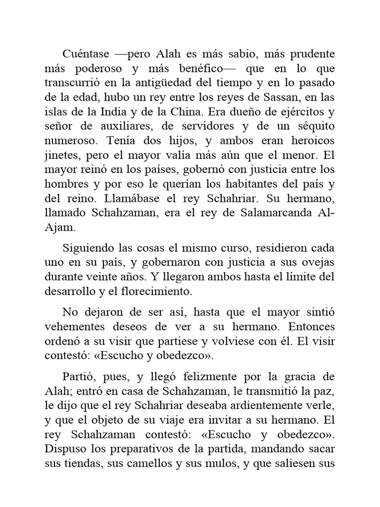 El Rey Schahriar y su Hermano | PDF