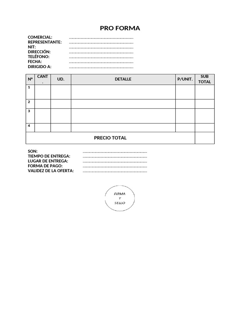 Modelo de Proforma Legal para Adquisiciones en Bolivia | PDF