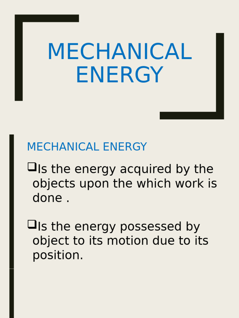 Mechanical-energy | PDF | Physical Quantities | Potential Energy