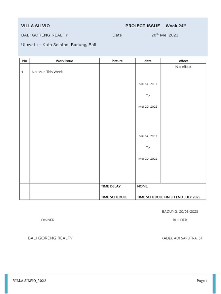VILLA SILVIO - 2023 - PROJECT REPORT WEEK 24th - 2023 Mei 20 - 031923 | PDF | Civil Engineering ...
