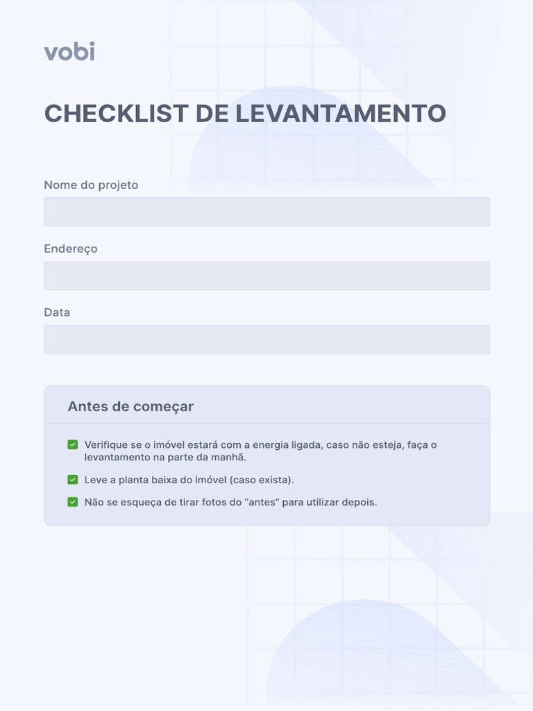 Checklist de Levantamento | PDF | Ar condicionado | Drywall