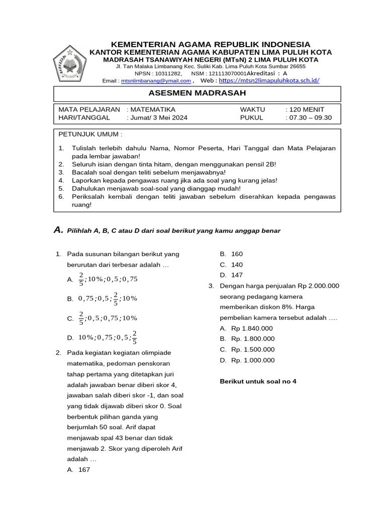 Soal Am MTK 2024 | PDF