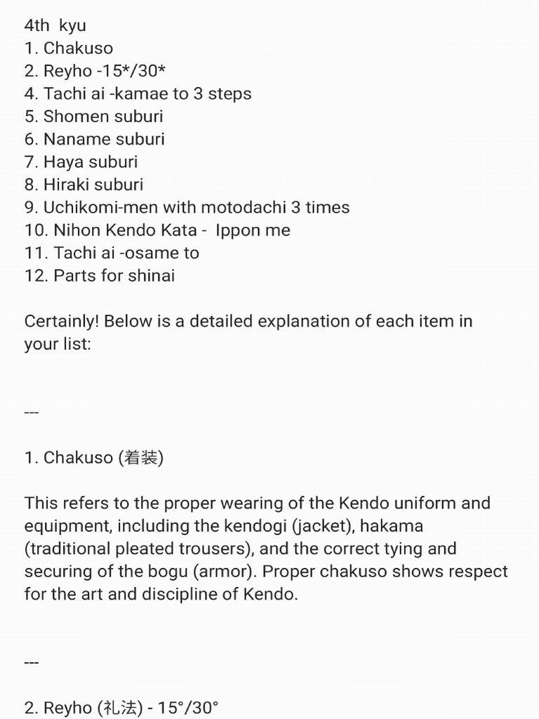 Kendo 4th Kyu Grading Examination | PDF