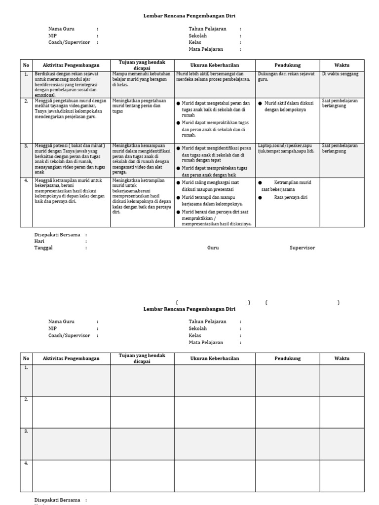 4 - Lembar Rencana Pengembangan Diri | PDF