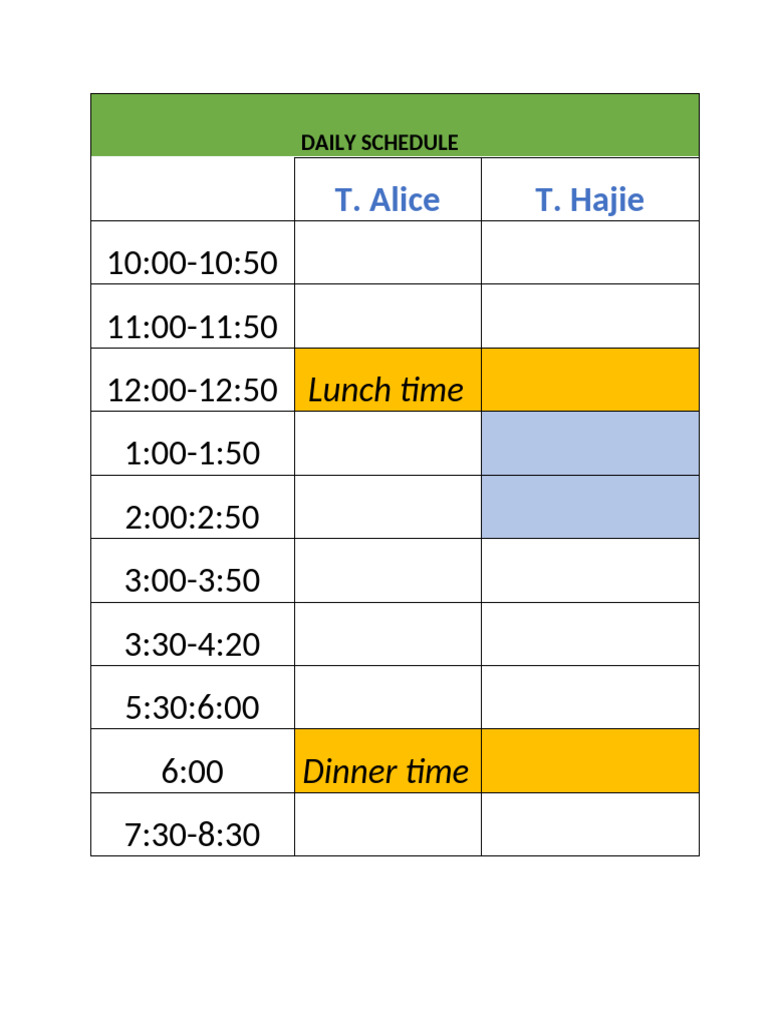 Daily Schedule | PDF