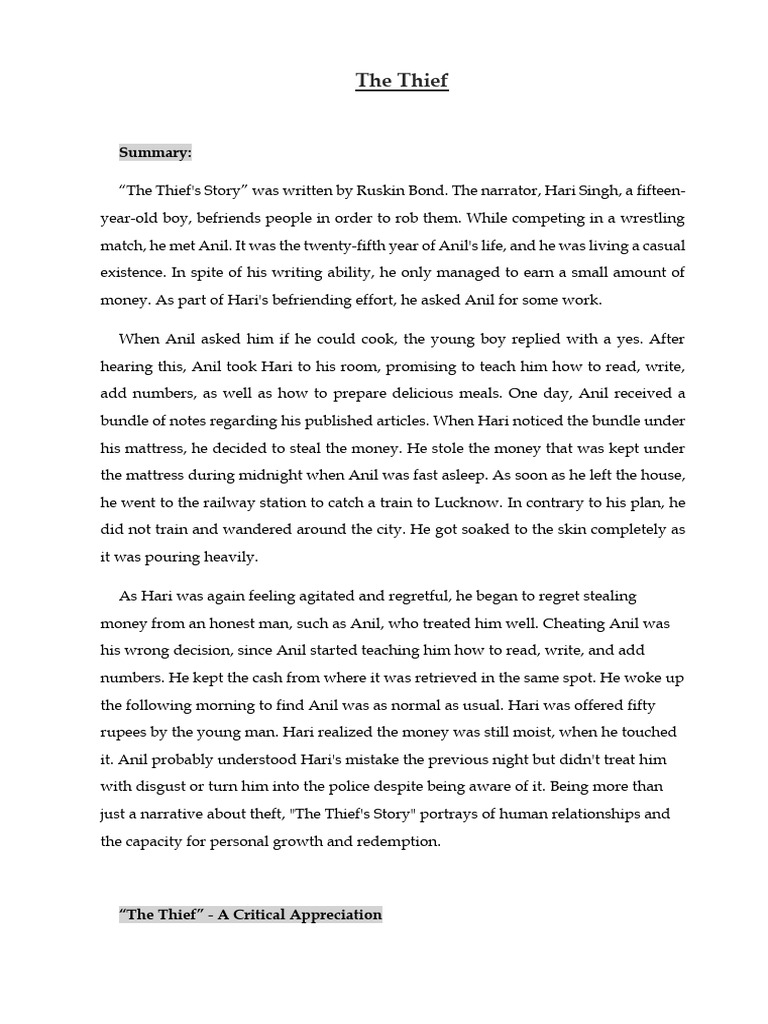 4.2 The Thief Notes | PDF | Theft | Conscience