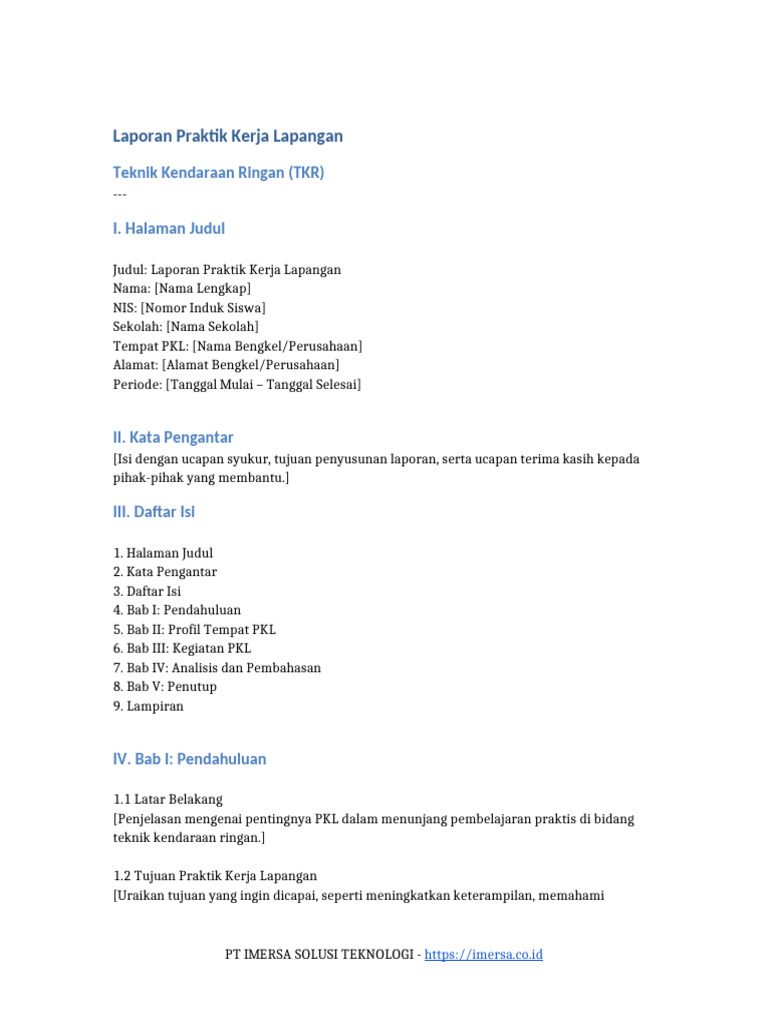 File Laporan PKL SMK TKR | PDF