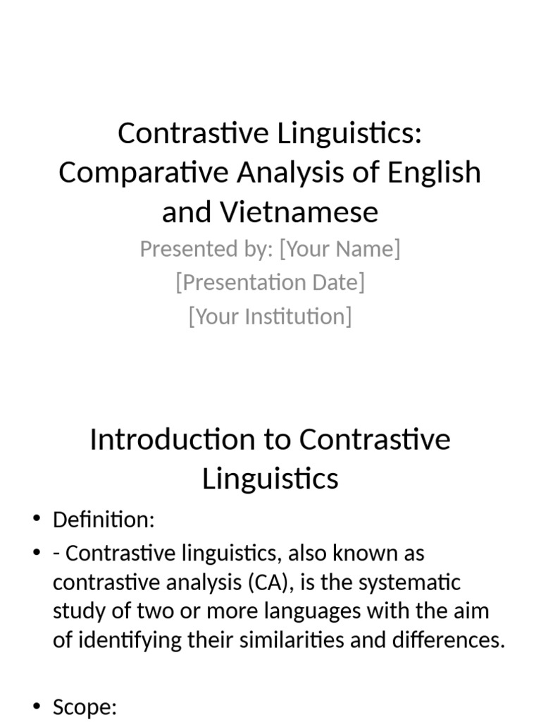 Contrastive Linguistics Presentation | PDF