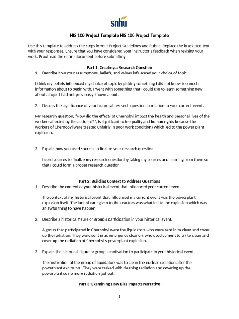 Chernobyl Research Project Template | PDF | Chernobyl Disaster | Cognition