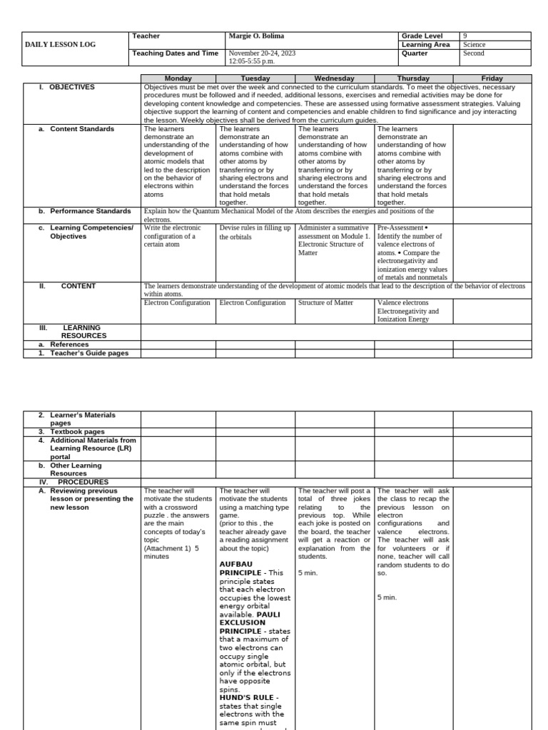 science-9-2nd-quarter wk2 | PDF | Electron Configuration | Chemical Bond