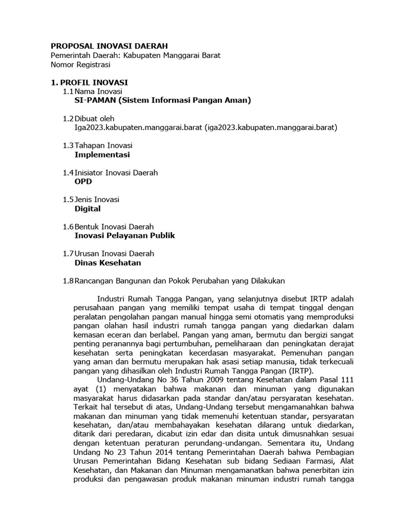17. PROPOSAL INOVASI DAERAH | PDF