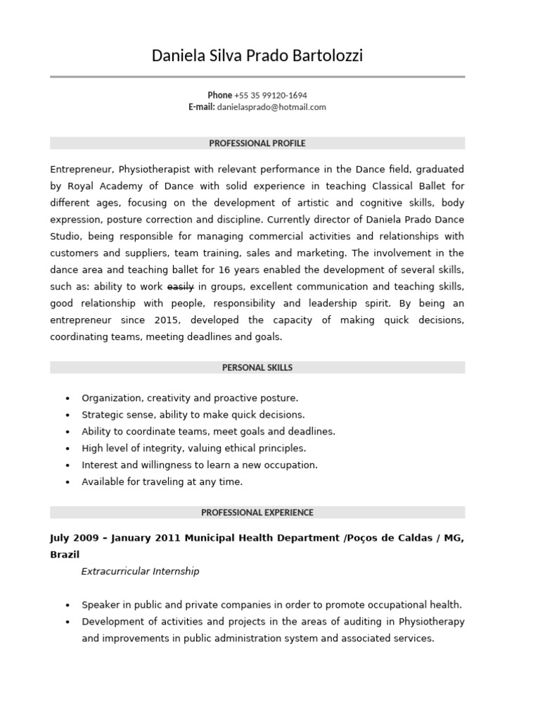 CV Daniela | PDF | Physical Therapy