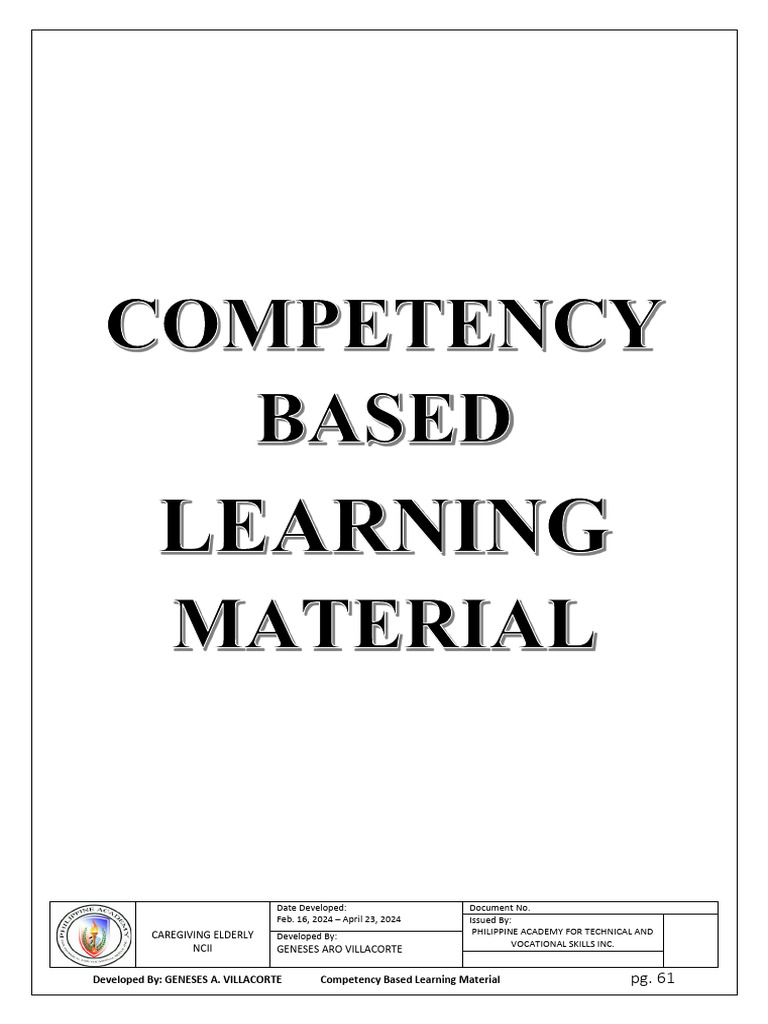 Competency Base Learning Material | PDF | Pain | Diseases And Disorders