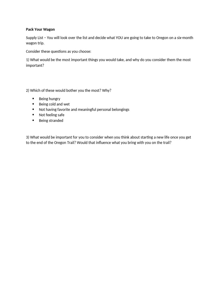 Oregon Trail Packing Guide | PDF | Foods | Cooking