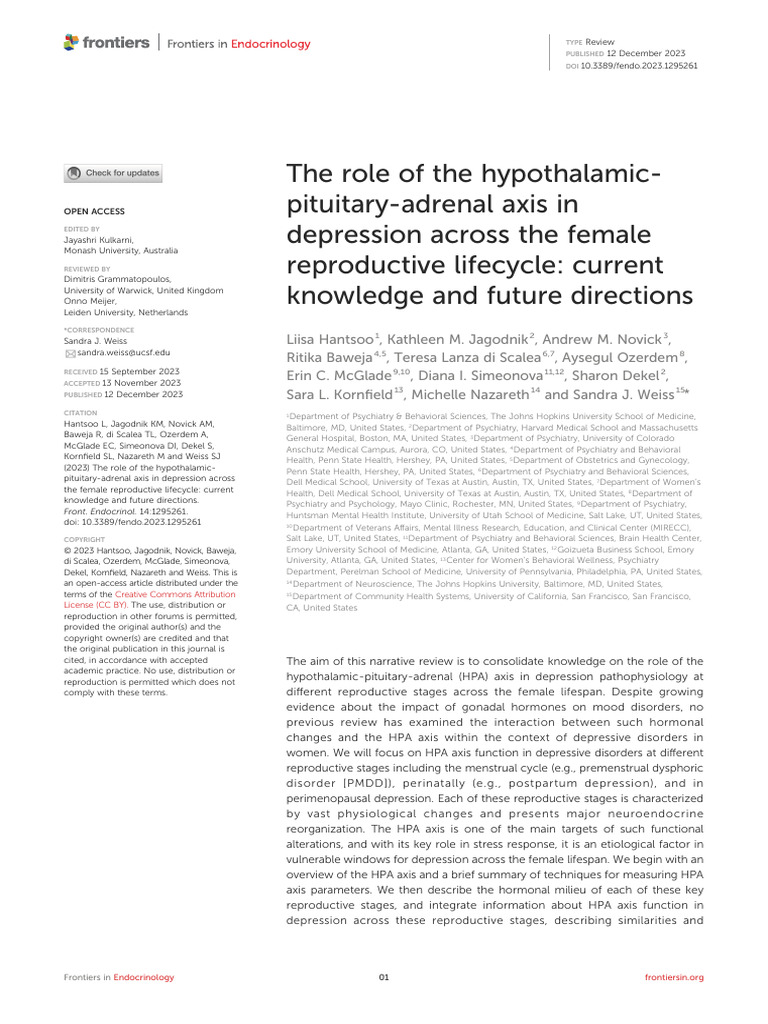Depression female | PDF | Hypothalamic–Pituitary–Adrenal Axis | Stress (Biology)