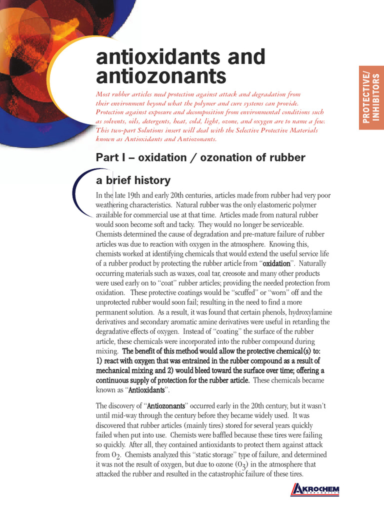 Antiozonants and Antioxidants in Rubber | PDF | Radical (Chemistry ...