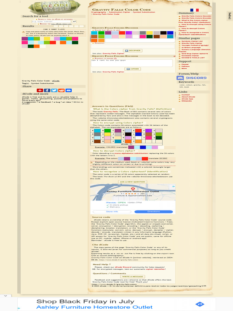 Gravity Falls Color Code Translator - Online Decoder | PDF | Encryption | Cipher