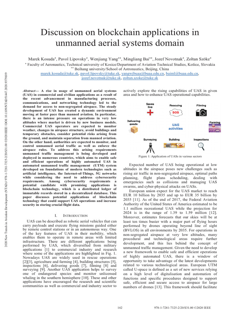 Discussion On Blockchain Applications in Unmanned Aerial Systems Domain | PDF | Unmanned Aerial ...