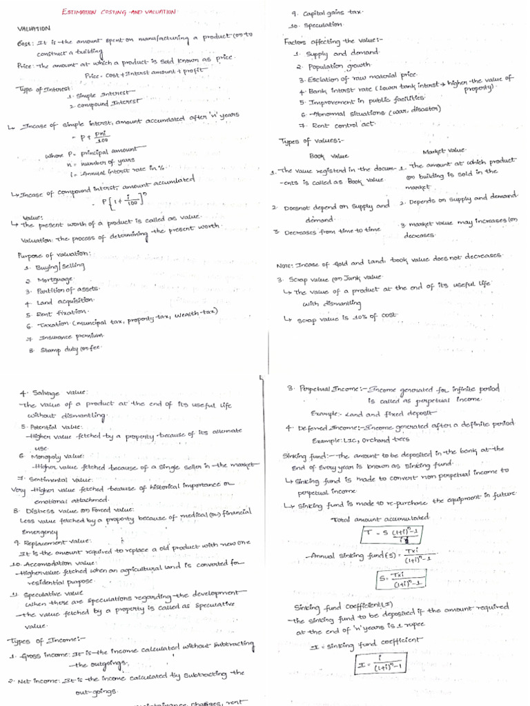 Estimation and Costing Notes# | PDF